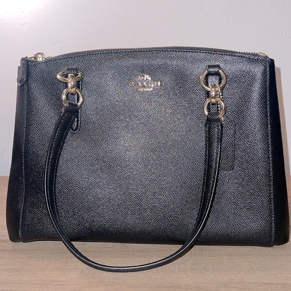 Coach | Bags | Authentic Coach Handbag Black With Gold Mediumlarge Size ...